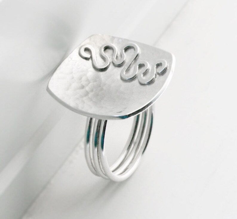 Bold Silver Ring Sterling Silver Ring Hammered Square Shaped - Etsy