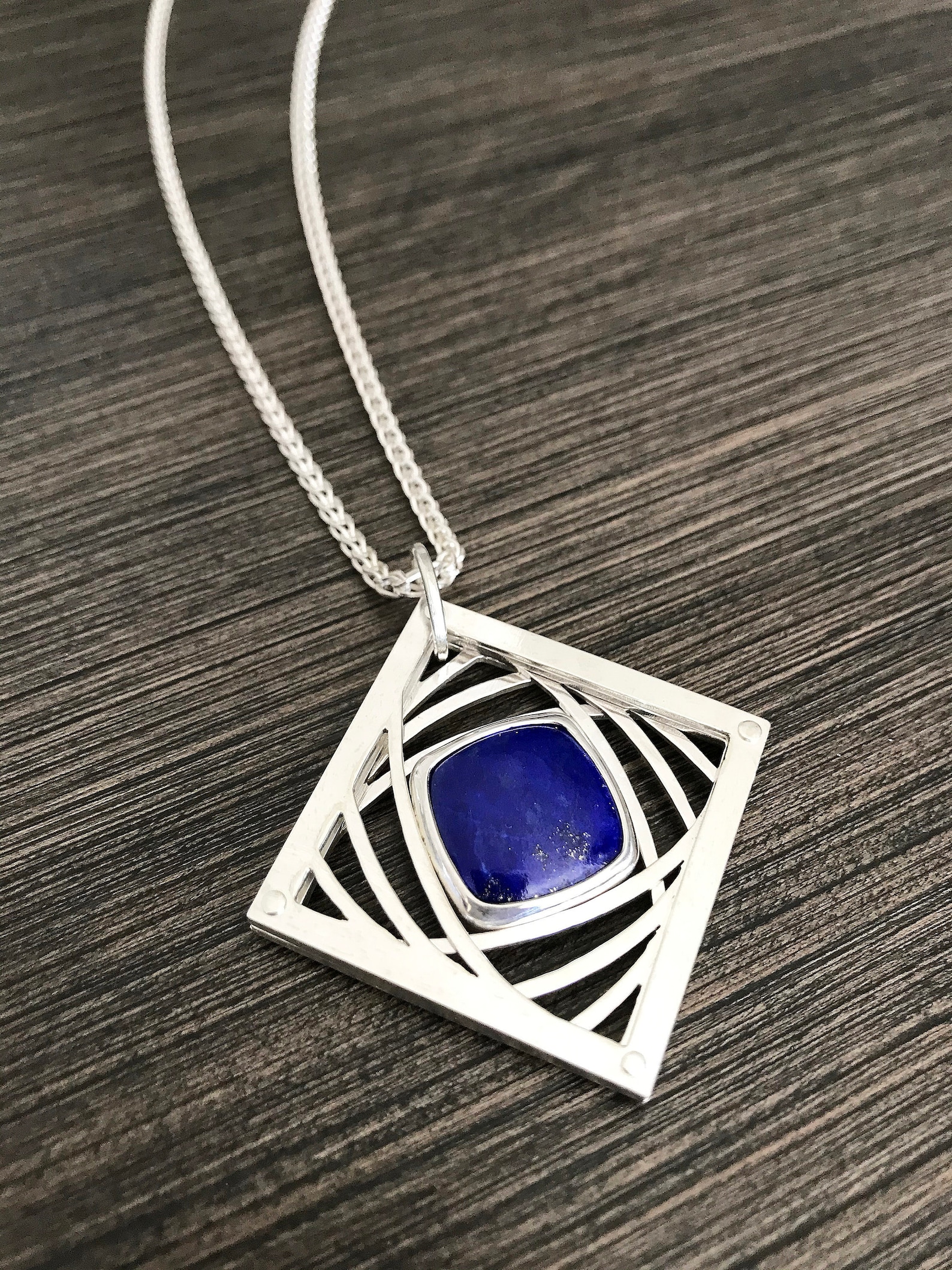 Geometric Square Necklace/quadratic Silver Necklace/dimensional ...