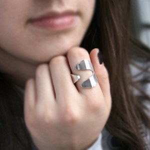 Modern Geometric Triangular Wrap Ring - Sterling Silver Unique ...