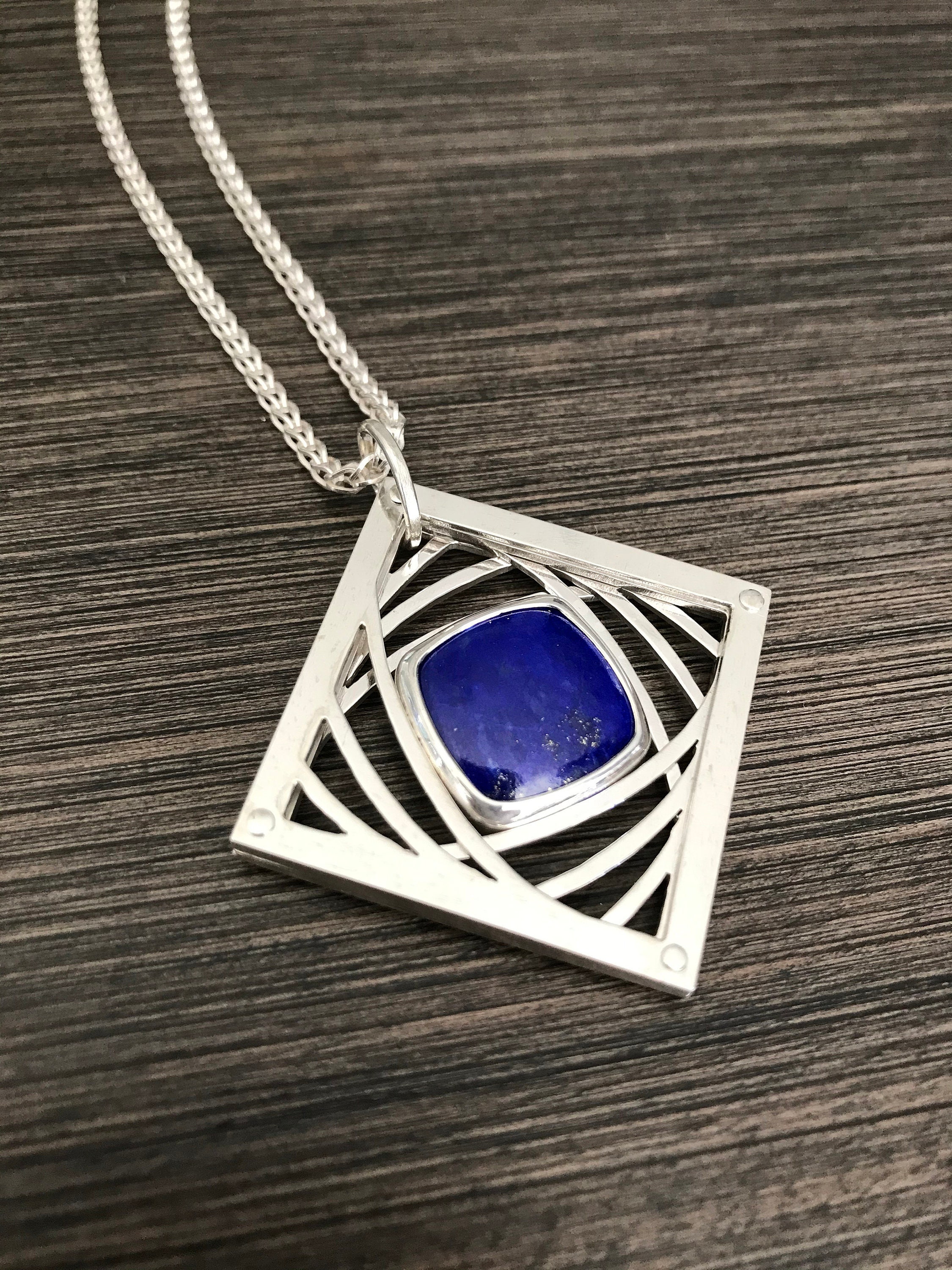 Geometric Square Necklace/quadratic Silver Necklace/dimensional ...