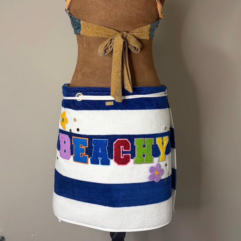 Comfy Beach Towel Wrap Skirt / Sarong - "beachy" Blue Stripes - Etsy