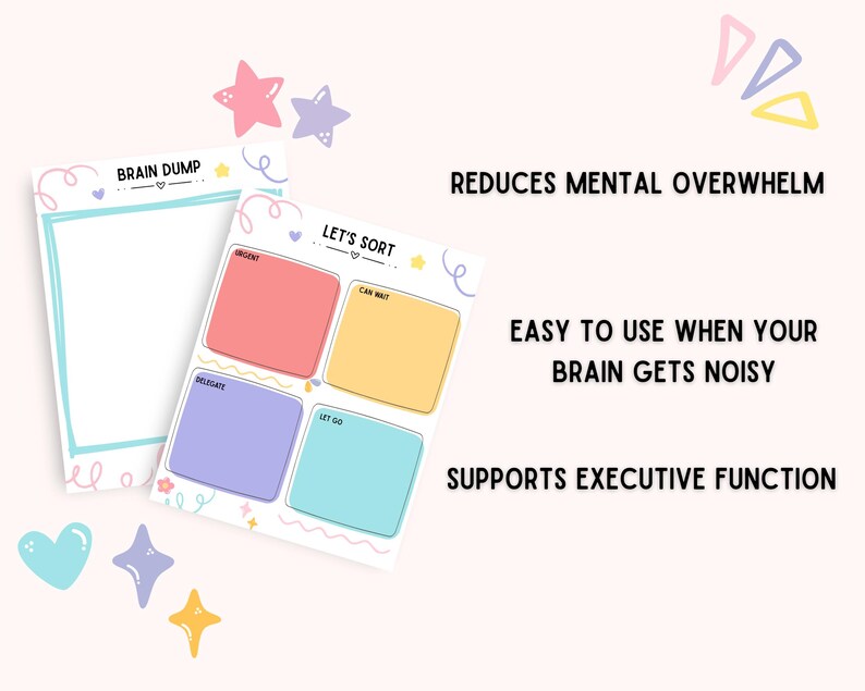 Brain Dump Worksheet for ADHD | Executive Dysfunction Printable ...