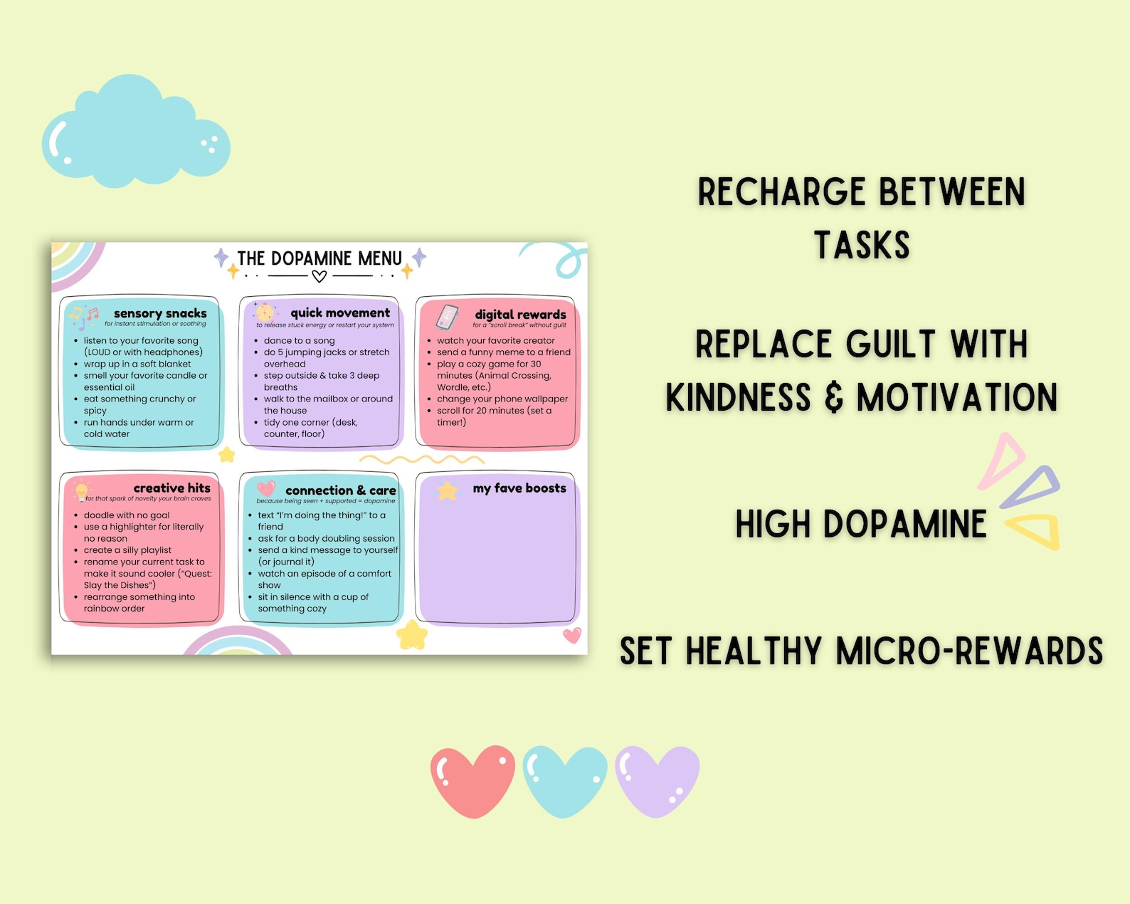 Editable Dopamine Menu: ADHD Printable Reward Chart (canva Template ...