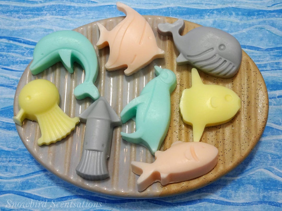 Ocean Soap Set #1 - Set of 8 Soaps (penguin, Dolphin, Whale, Squid ...