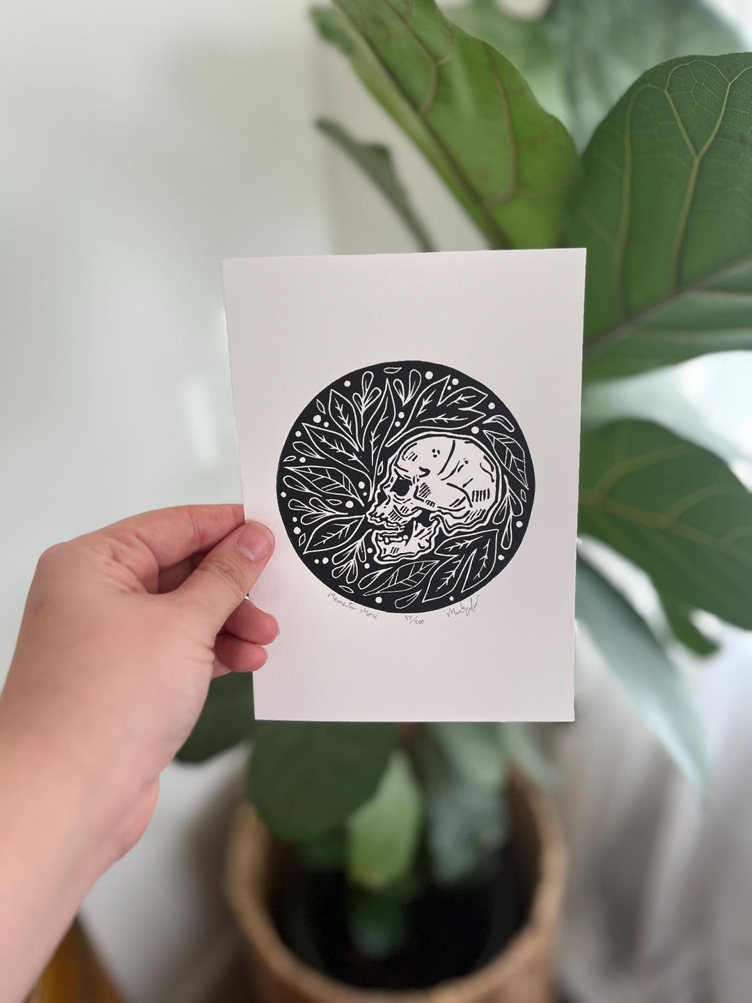 Skull Block Print, Original Artwork, Black and White Art - Etsy