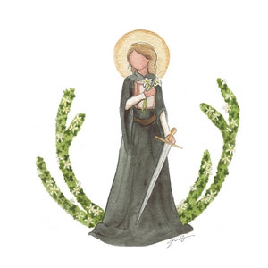 St. Dymphna Watercolor Print Religious Artwork 5x7 8x10 11x14 - Etsy