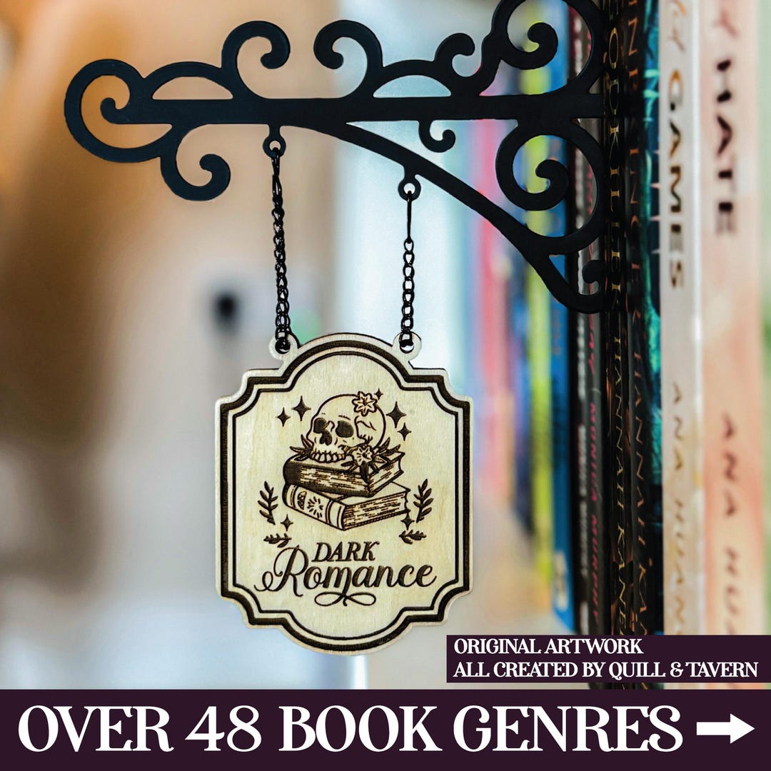 Original Dark Romance Tavern Sign, Custom Book Genre Shelf Dividers ...
