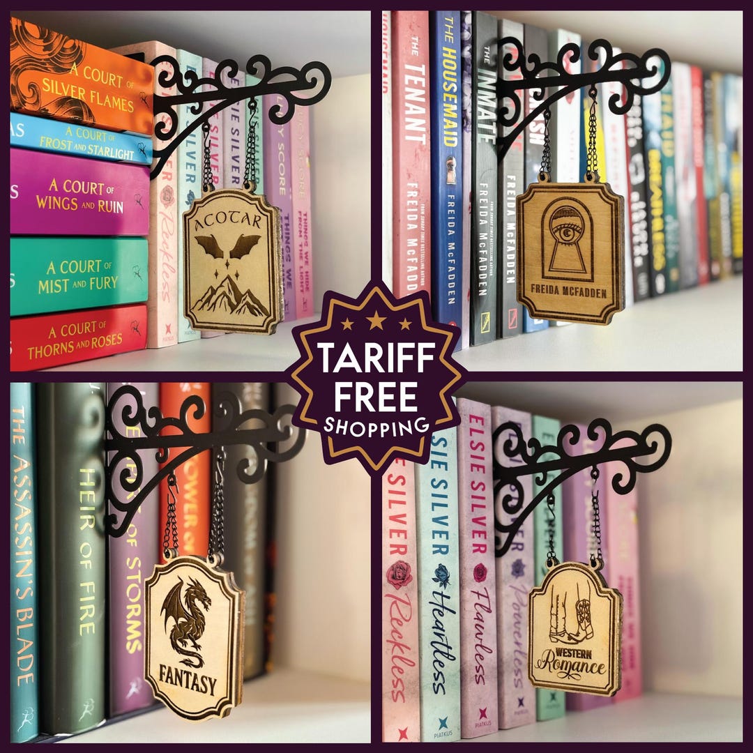 TARIFF FREE SHOPPING, Custom Book Genre Divider, Metal Library Divider ...
