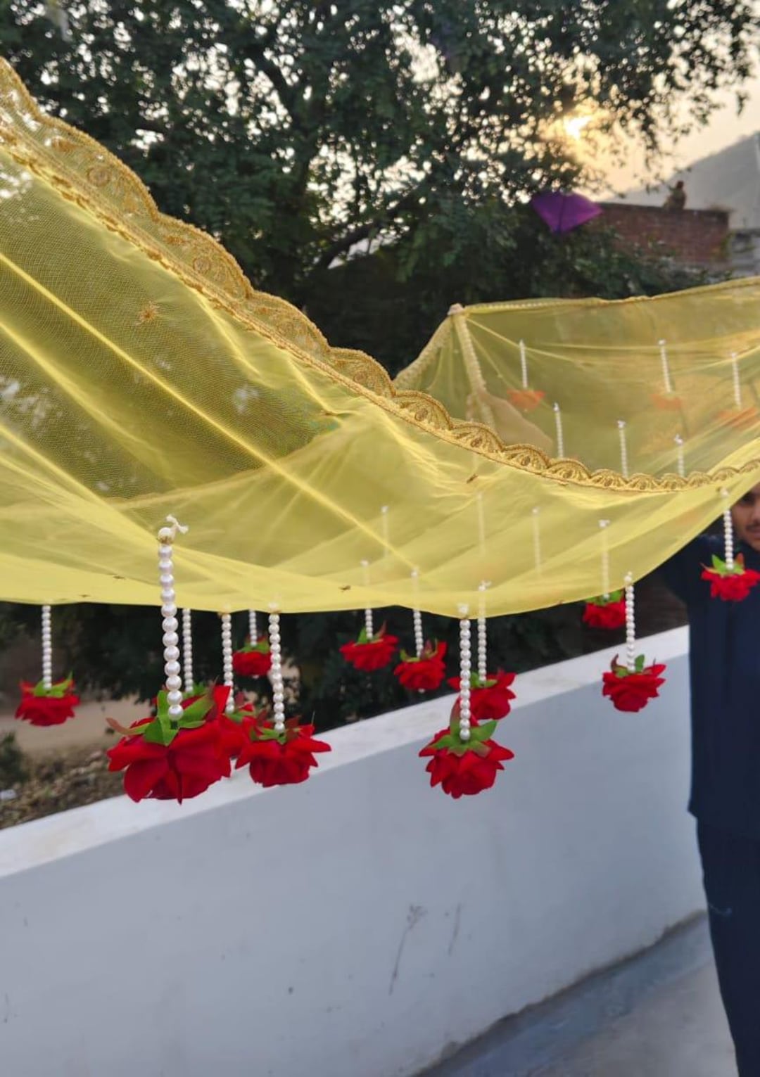 Dulhan Entry Chadar Canopy | Bridal Odhani Ceremony Net Chaddar With ...