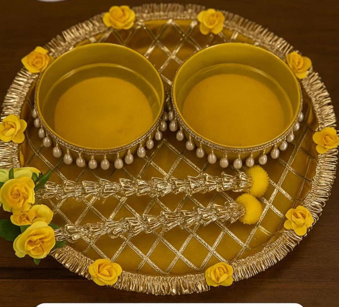 Haldi Tray Decor for Wedding, Mehndi |indian Pakistani Maiyan ...