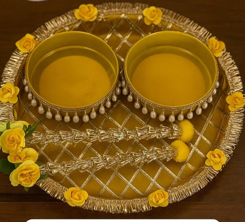 Haldi Tray Decor for Wedding, Mehndi |indian Pakistani Maiyan ...