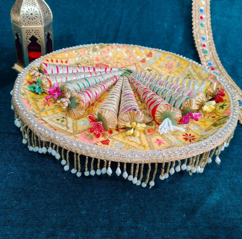 Decorative Mehndi Haldi Thaal |indian Wedding Tray| Haldi/mayian/vatna ...