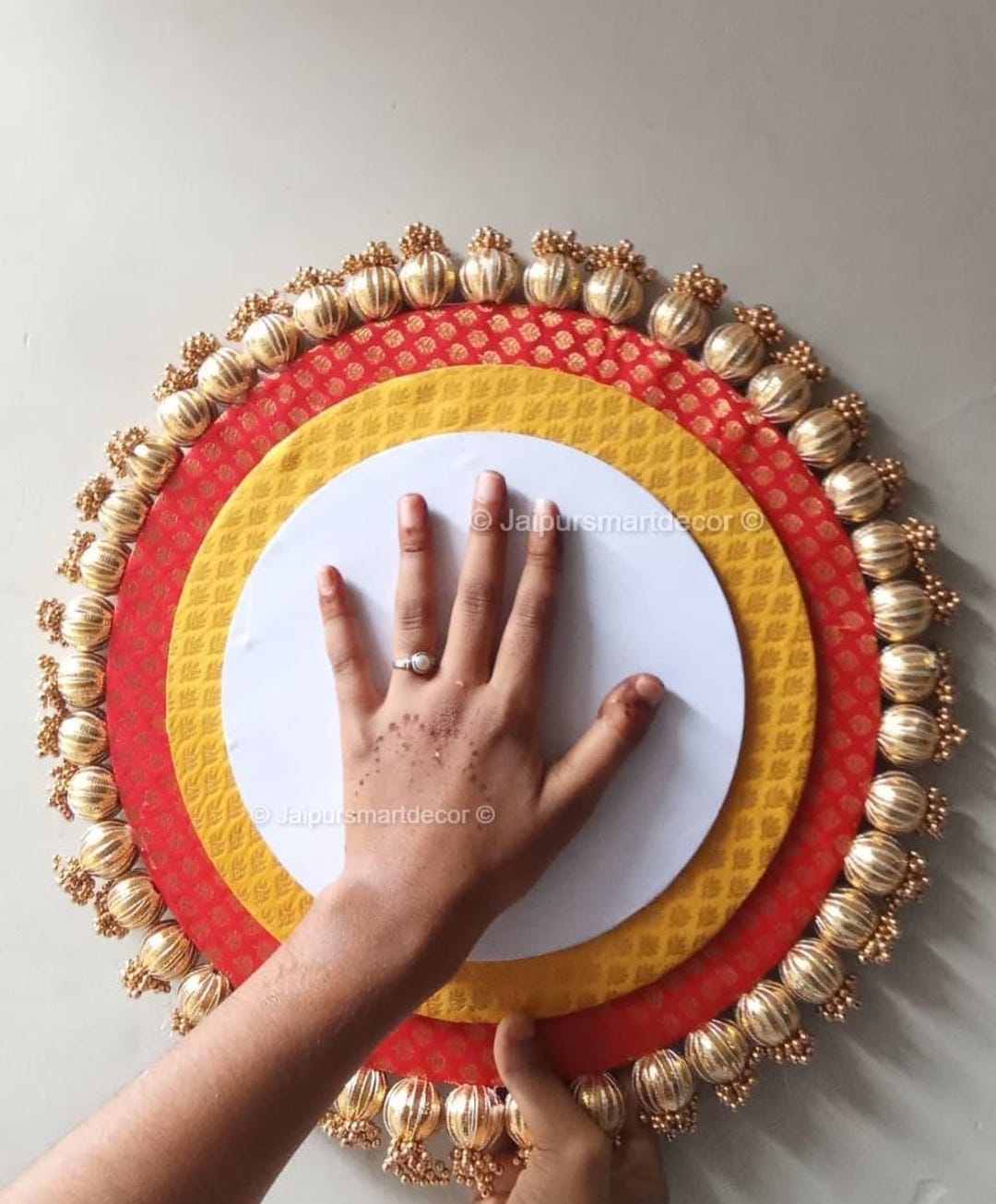 Set of 2 Hand & Foot Print Welcome Platter Cloth | Bridal Swagat Asan ...