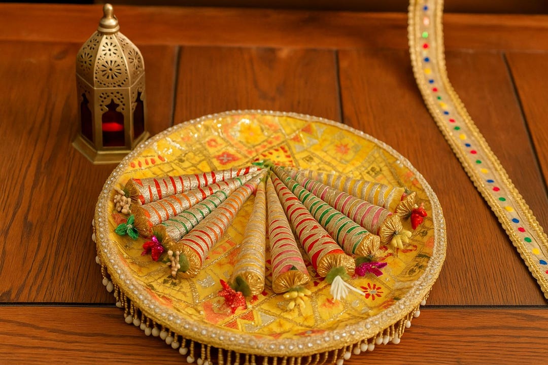 Decorative Mehndi Haldi Thaal |indian Wedding Tray| Haldi/mayian/vatna ...