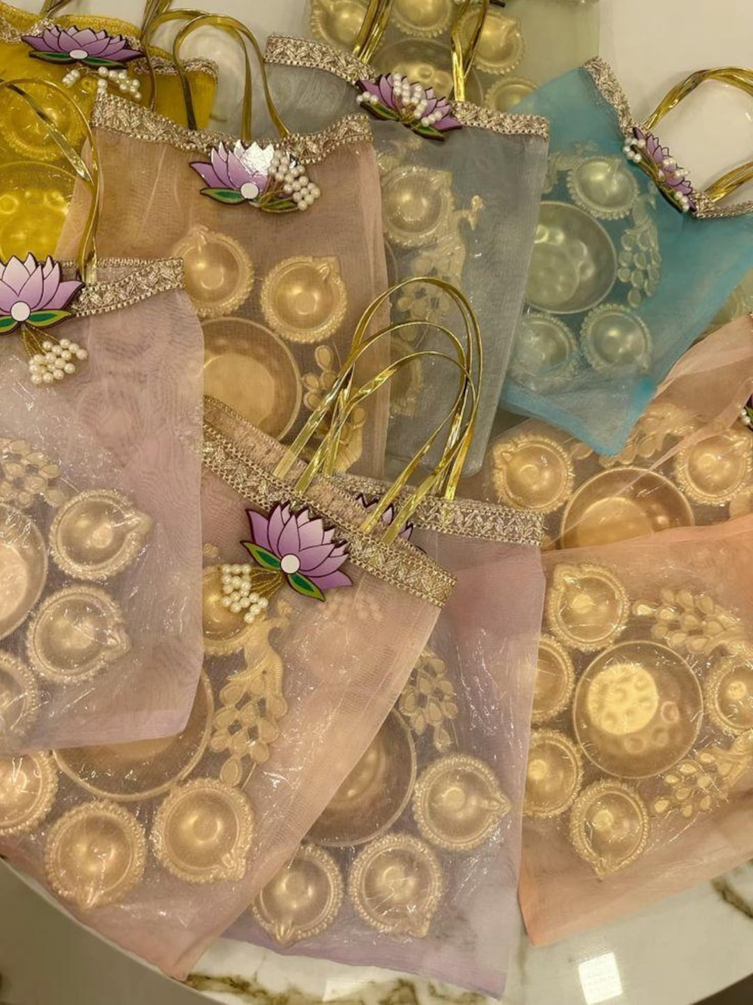 Gift Hamper Peacock Urli Diya With Bag Combo for Wedding, Sankranti ...