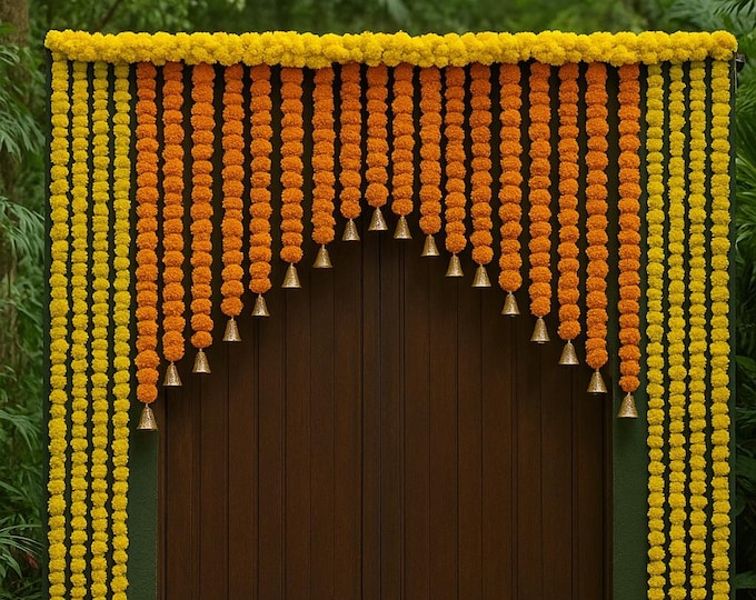 8x8 Feet Handcrafted Marigold Backdrop Toran | Indian Wedding ...