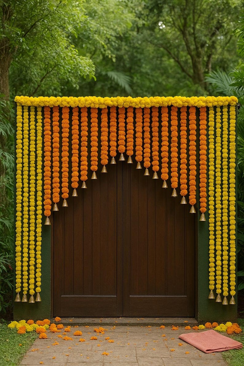 8x8 Feet Handcrafted Marigold Backdrop Toran | Indian Wedding ...