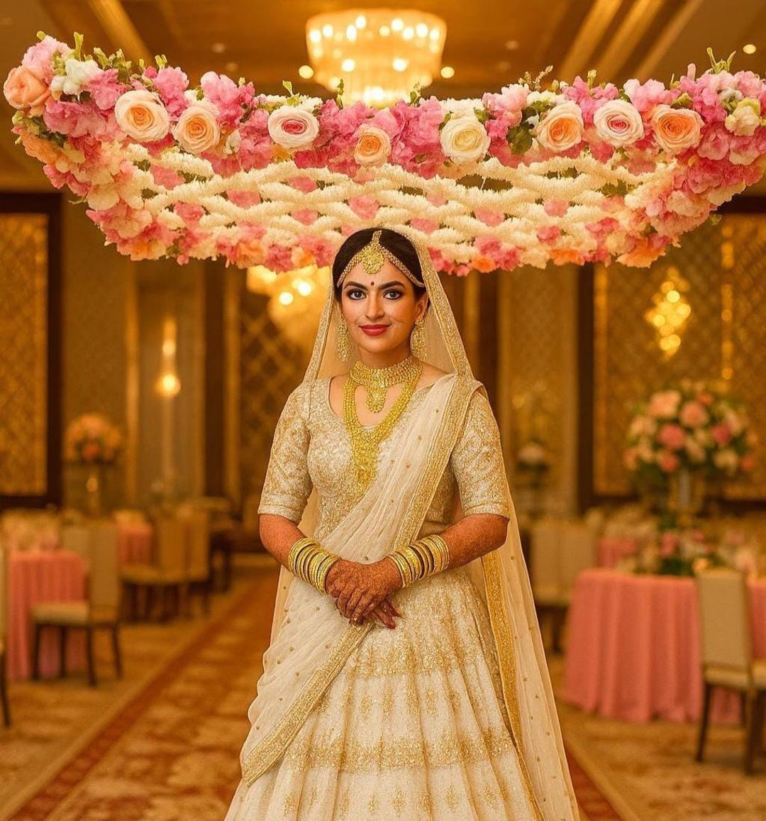 Flower Bridal Chadar, Full Heavy Border Bride Entry Dupatta ...