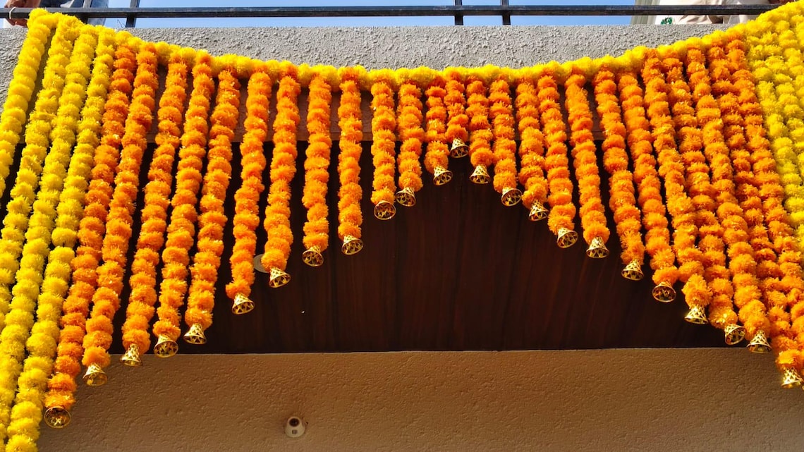 8x8 Feet Handcrafted Marigold Backdrop Toran | Indian Wedding ...