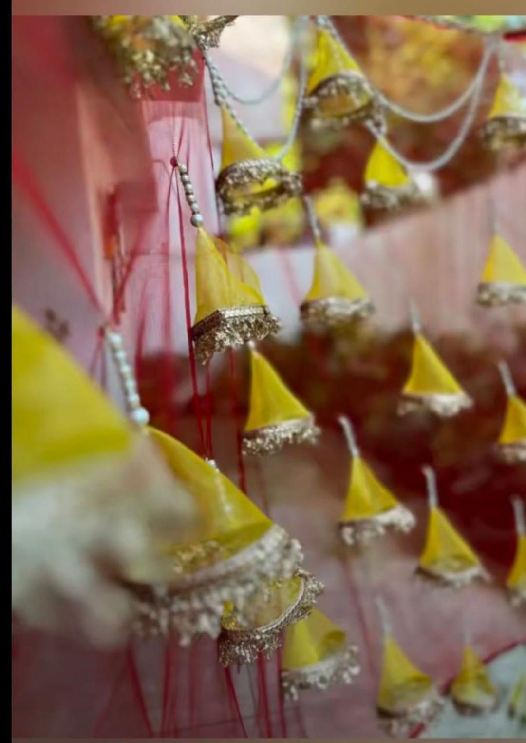 Bridal Entry Chadar | Yellow Net Tassel Canopy, Haldi Ceremony Dulhan ...