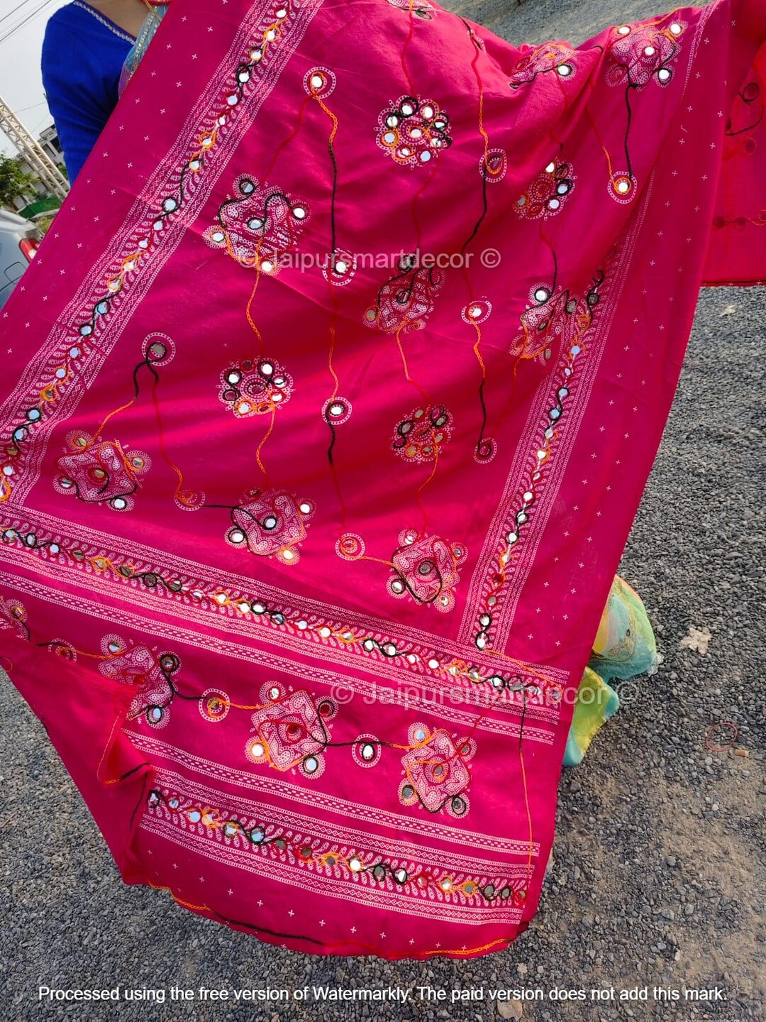 Phulkari Dupatta With Mirror& Foil Work |traditional Indian Chunni ...