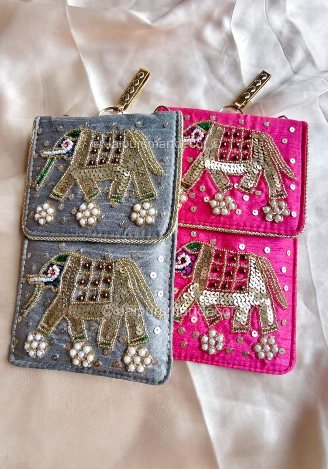 Assorted Embroidered Mobile Pouch | Gota Zari Phone Cover | Ethnic Silk ...