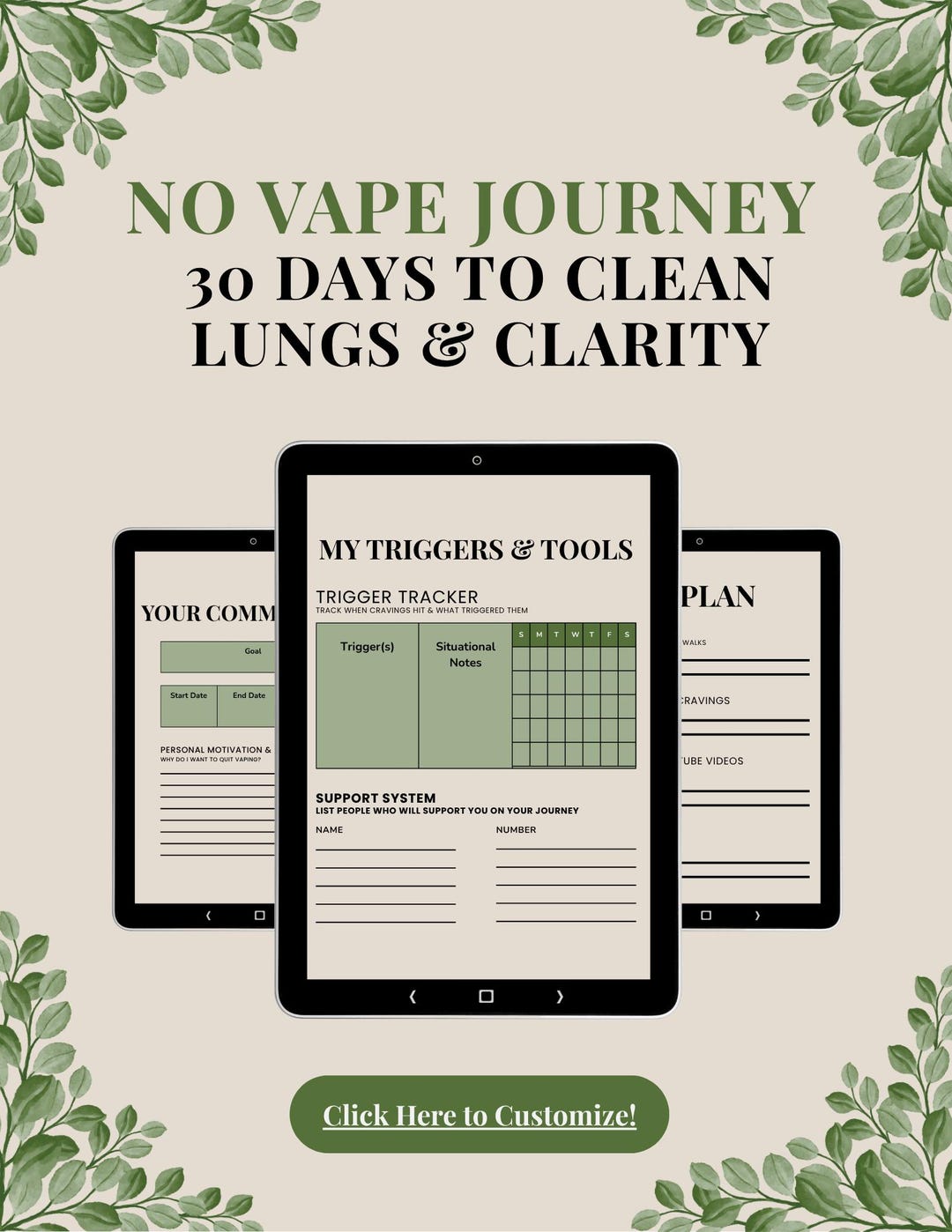 No Vape Tracker | Daily Habit Tracker to Quit Vaping for Good - Etsy