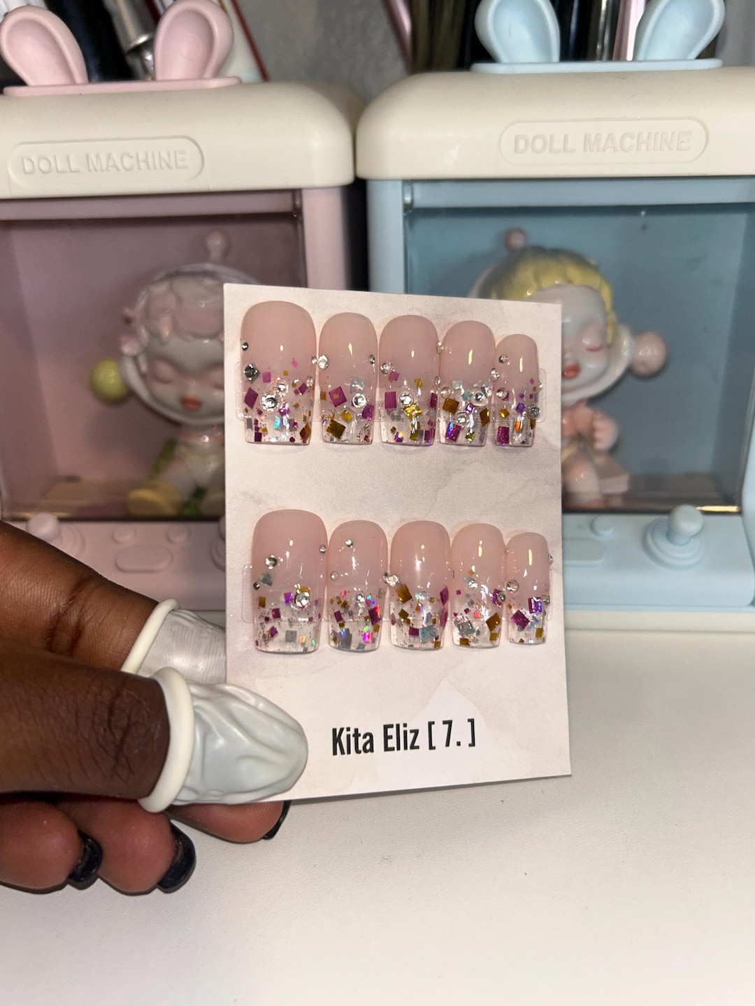 Kitaeliz Handmade Press on Nails Encapsulated Glitter - Etsy