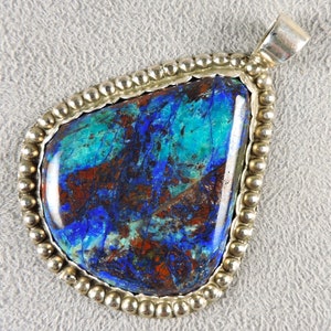 Blue Bird Azurite Necklace, Blue Bird Azurite Pendant in Serling Silver ...