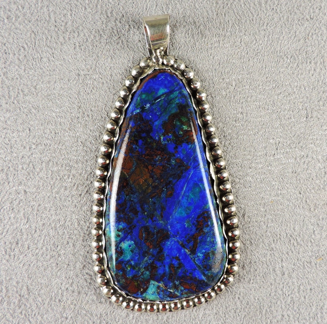 Blue Bird Azurite Necklace, Blue Bird Azurite Pendant in Serling Silver ...