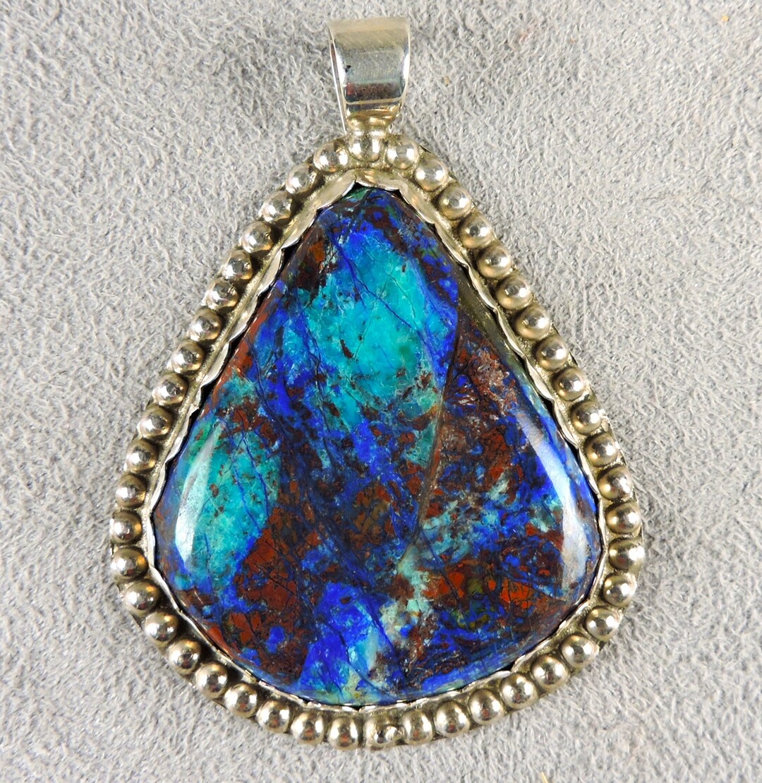 Blue Bird Azurite Necklace, Blue Bird Azurite Pendant in Serling Silver ...