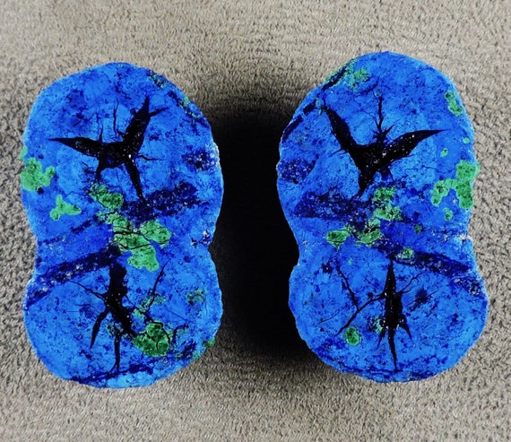 Azurite Nodule Cabochon Pair Hand Polished Azurite Nodule - Etsy