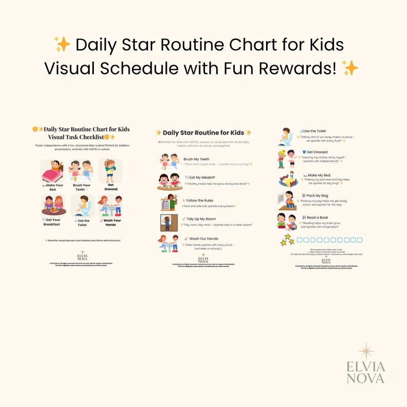 Printable ADHD Routine Chart – Visual Behavior & Reward Tracker for ...
