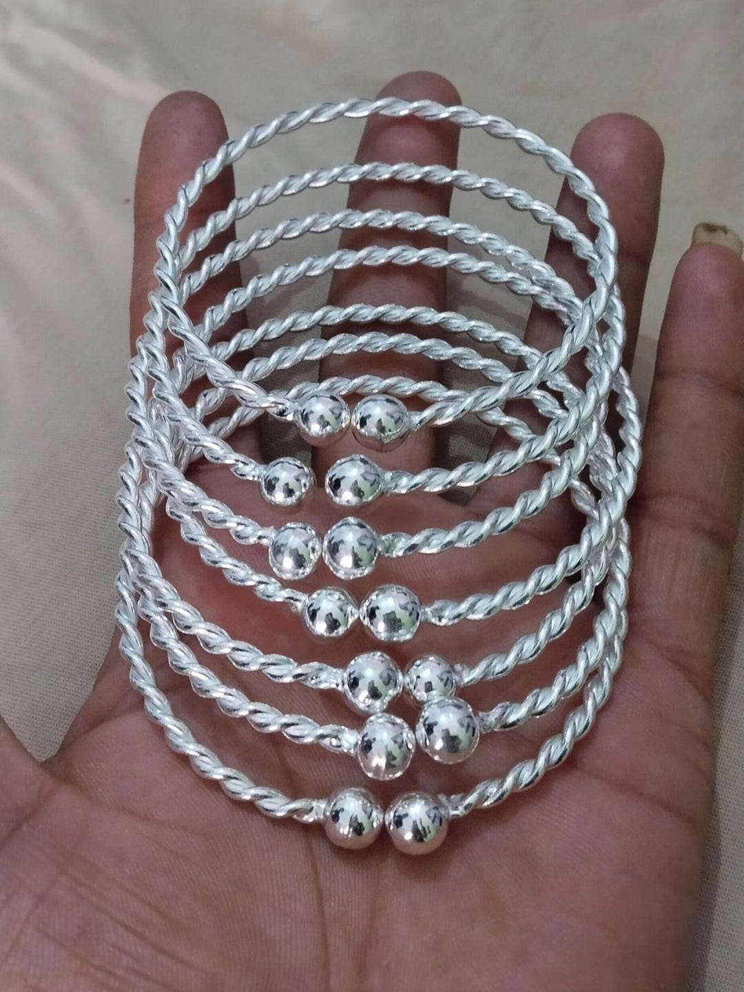 Set of 7 Bangles, Thick West Indian Bangles, 925 Sterling Silver Bangle ...