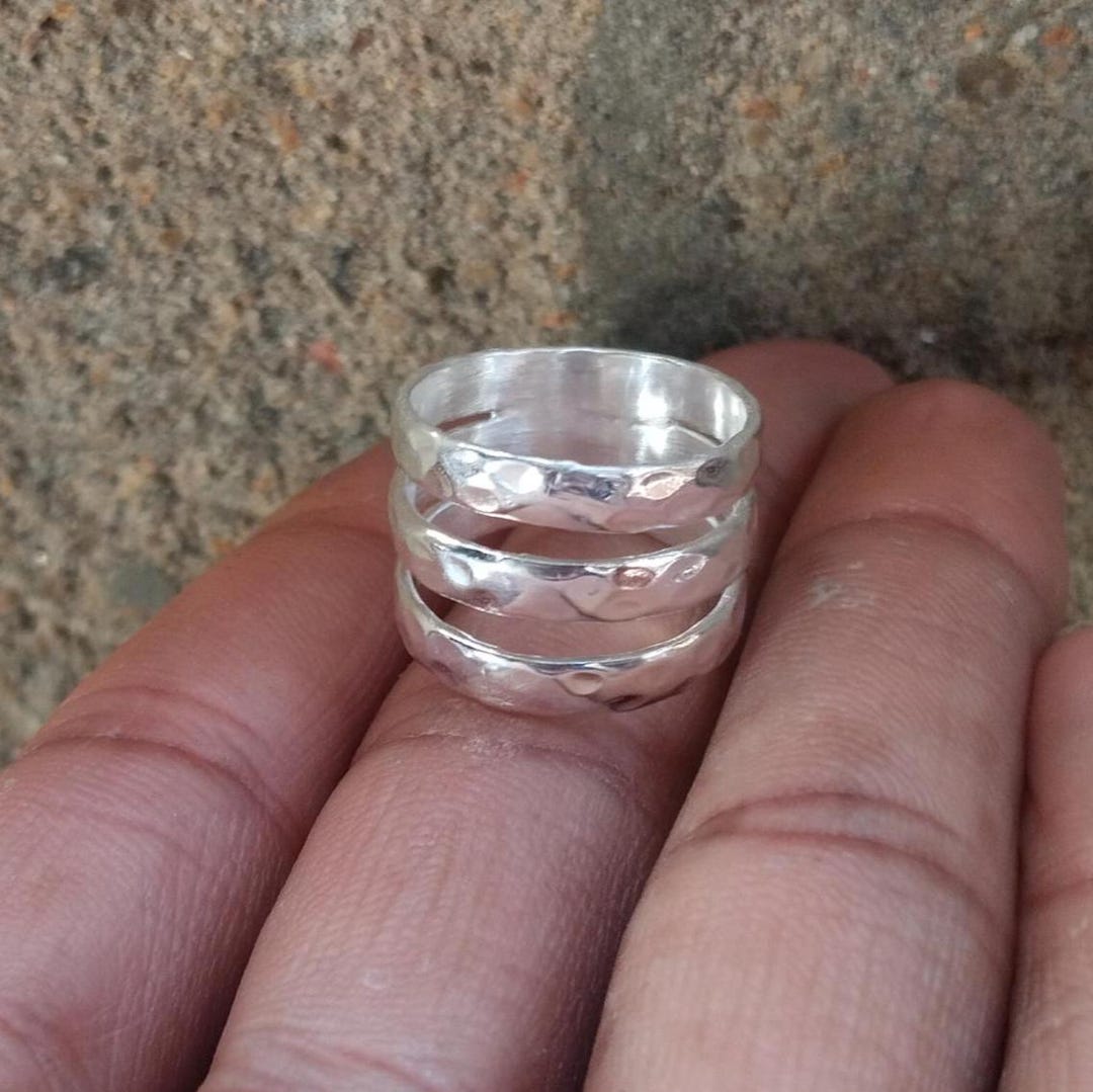 Bague superposable en argent sterling 925 martelé : grosse bague de ...