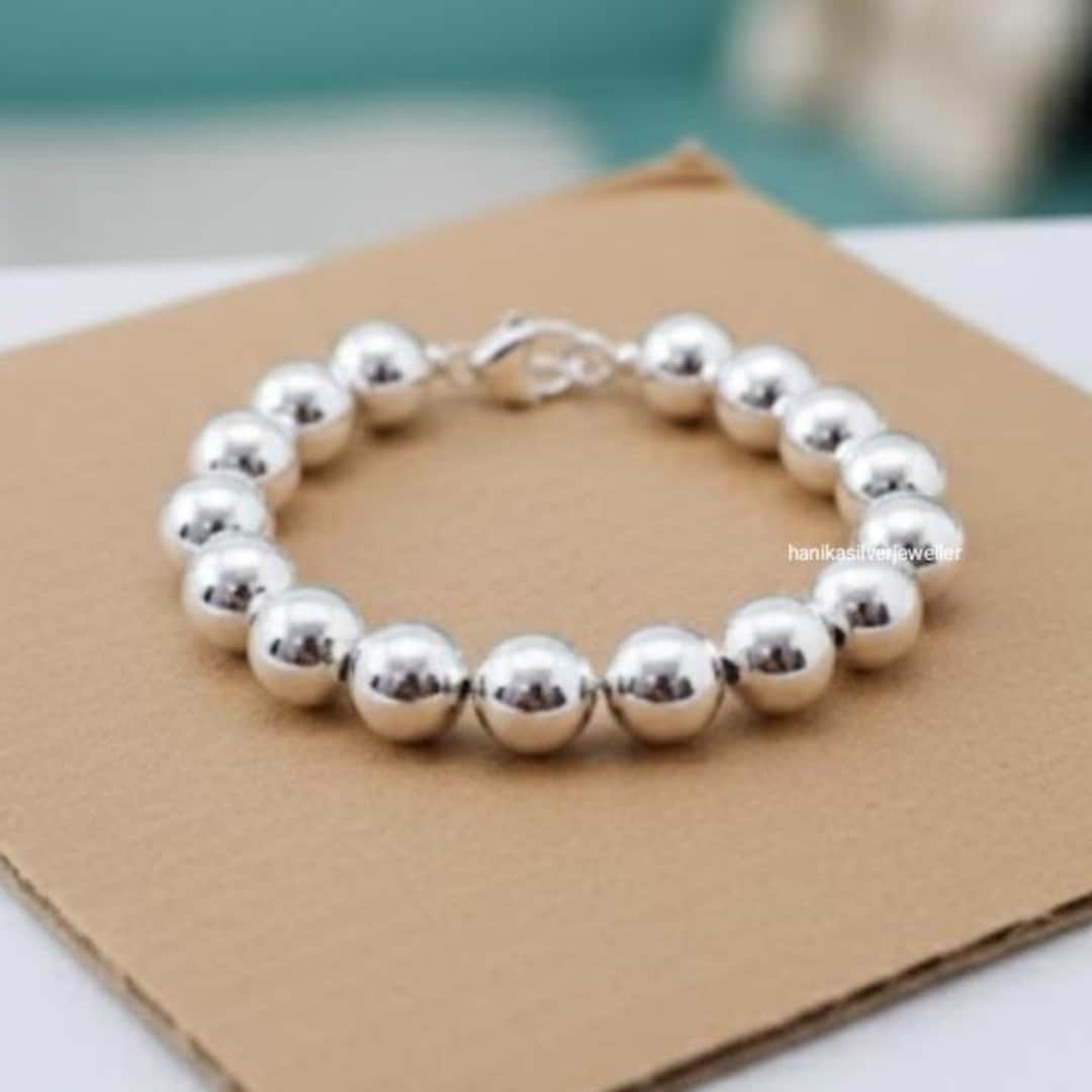 Large 10 Mm Sterling Silver Round Ball Bangle/bracelet, Chunky Bangle ...