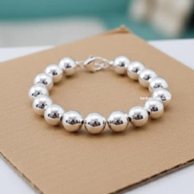 Large 10 Mm Sterling Silver Round Ball Bangle/bracelet, Chunky Bangle ...