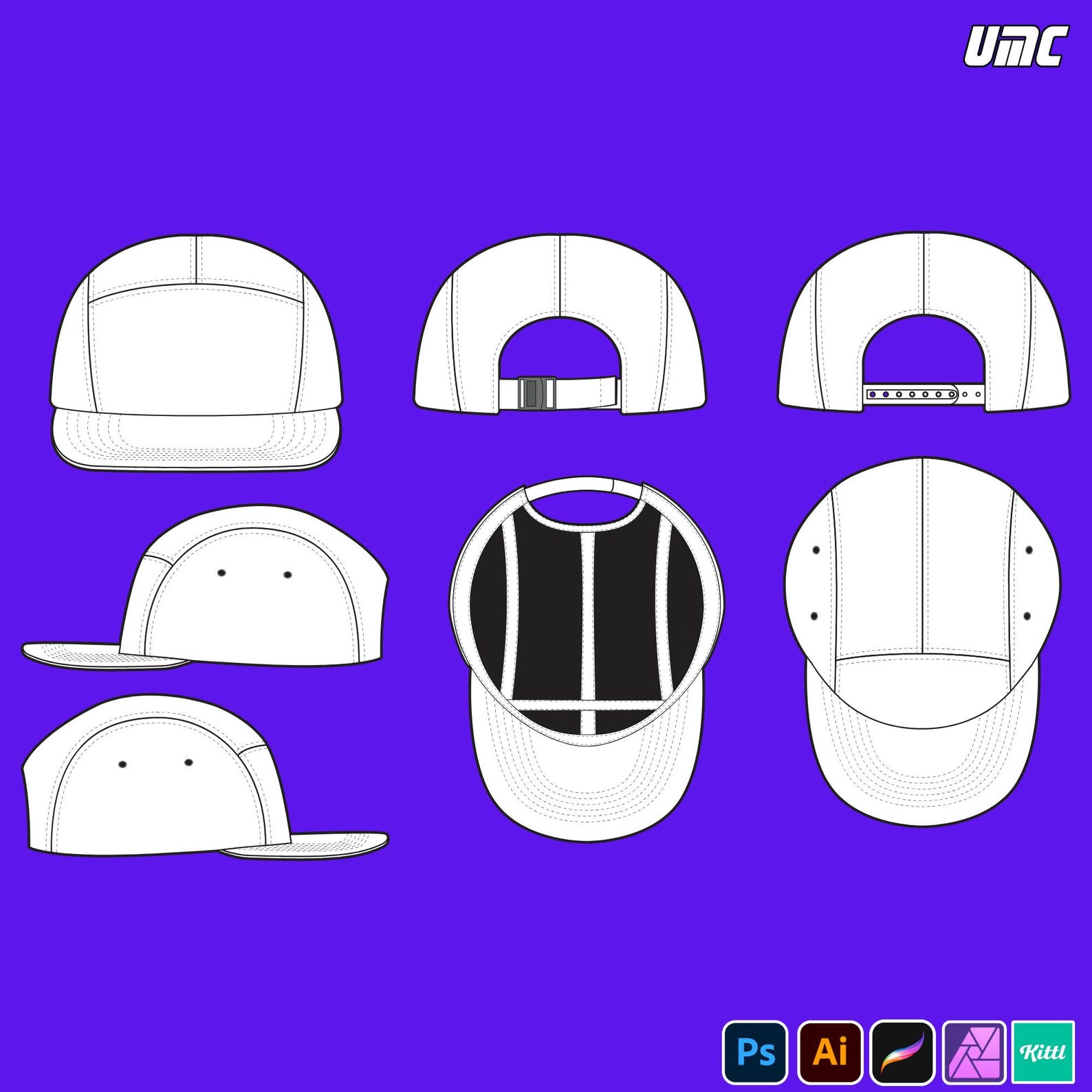 Camp Hat Mockup: Editable Template for Apparel Design (JPG, PNG, PDF ...