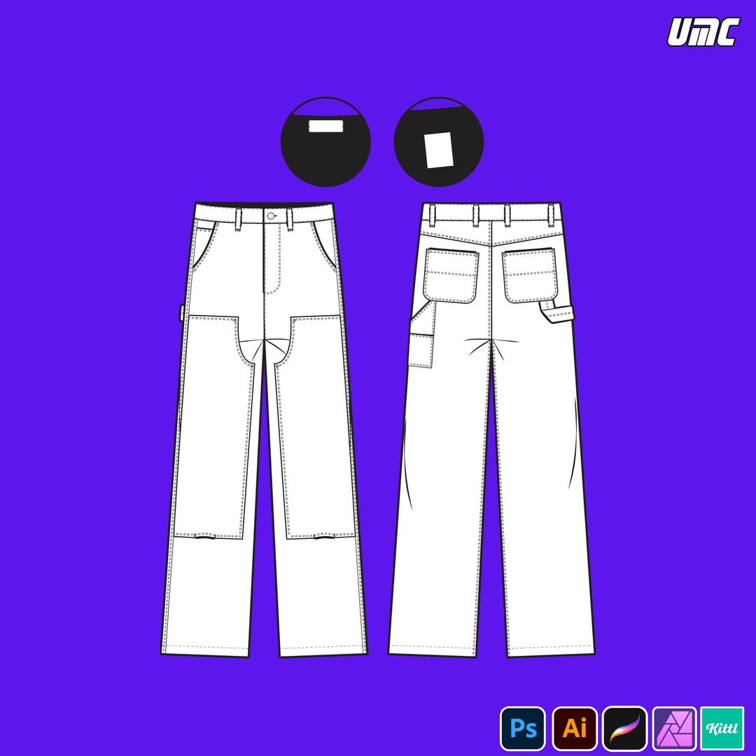 Straight Leg Double Knee Pants Mockup – JPG PNG PDF | Workwear ...