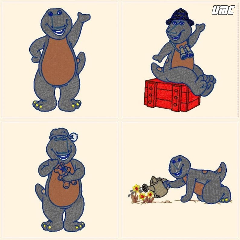 Barney Embroidery PES Files – 61 Designs, JPG Previews, Size Guide ...