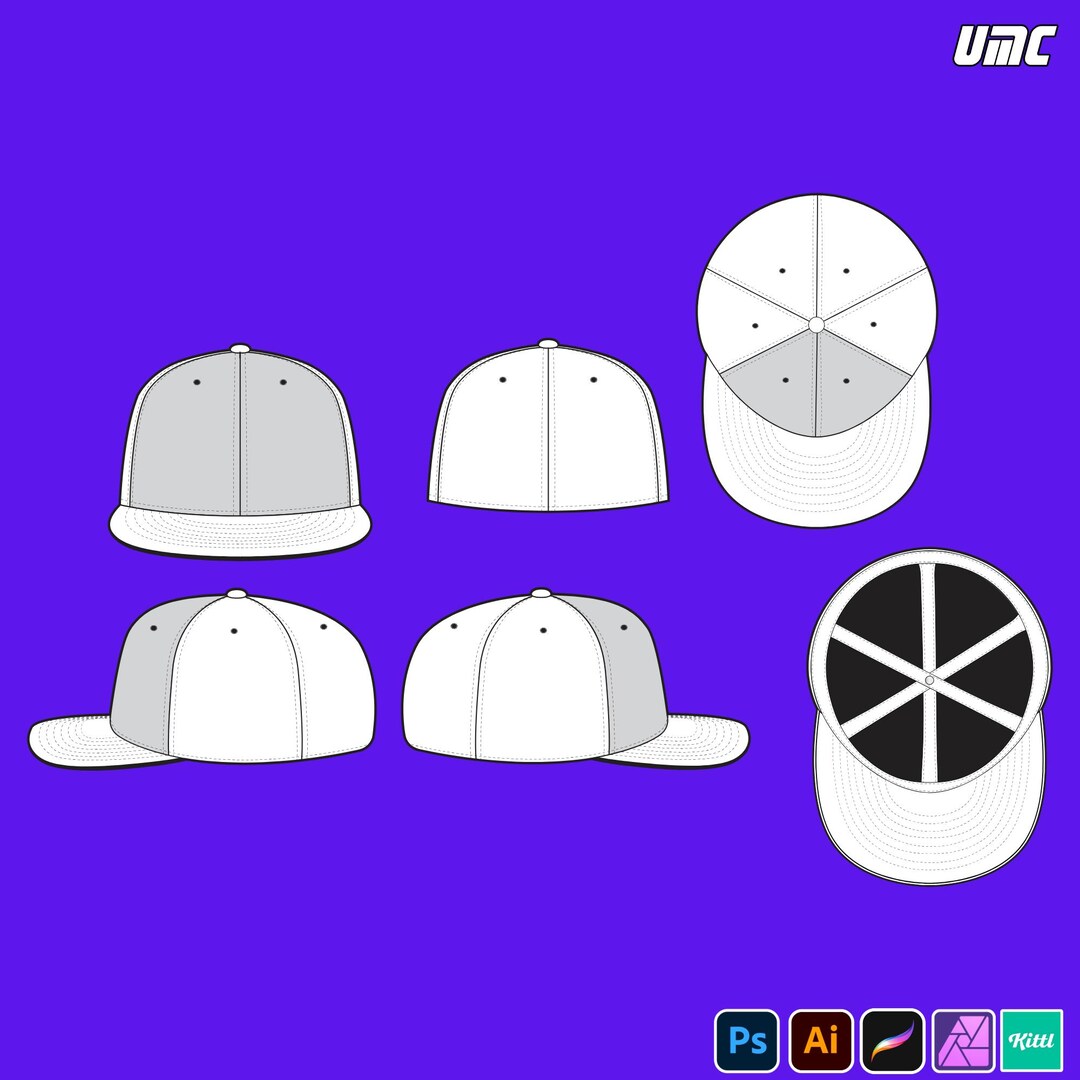 Fitted Hat Mockup: Editable Cap Template (JPG, PNG, PDF) - Etsy