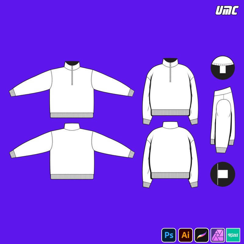 Quarter Zip Template - Etsy