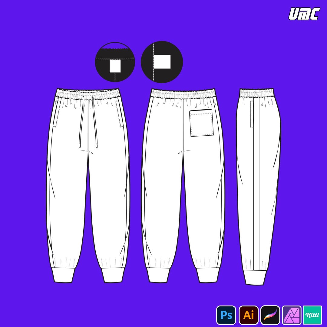 Cuff Track Pants Mockup – JPG PNG PDF | Streetwear Athletic Vector ...