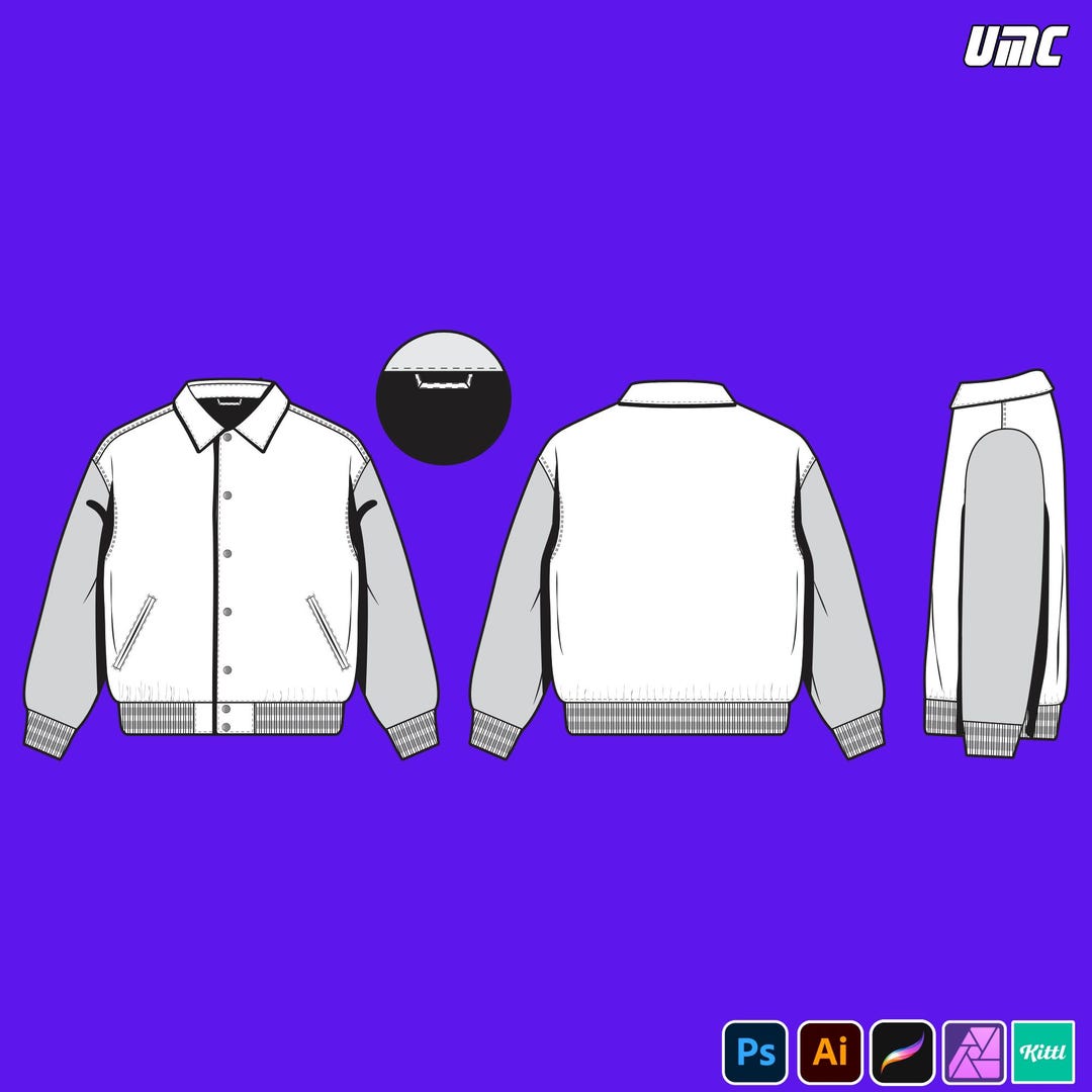 Collared Button Varsity Jacket Mockup – JPG PNG PDF | Editable ...