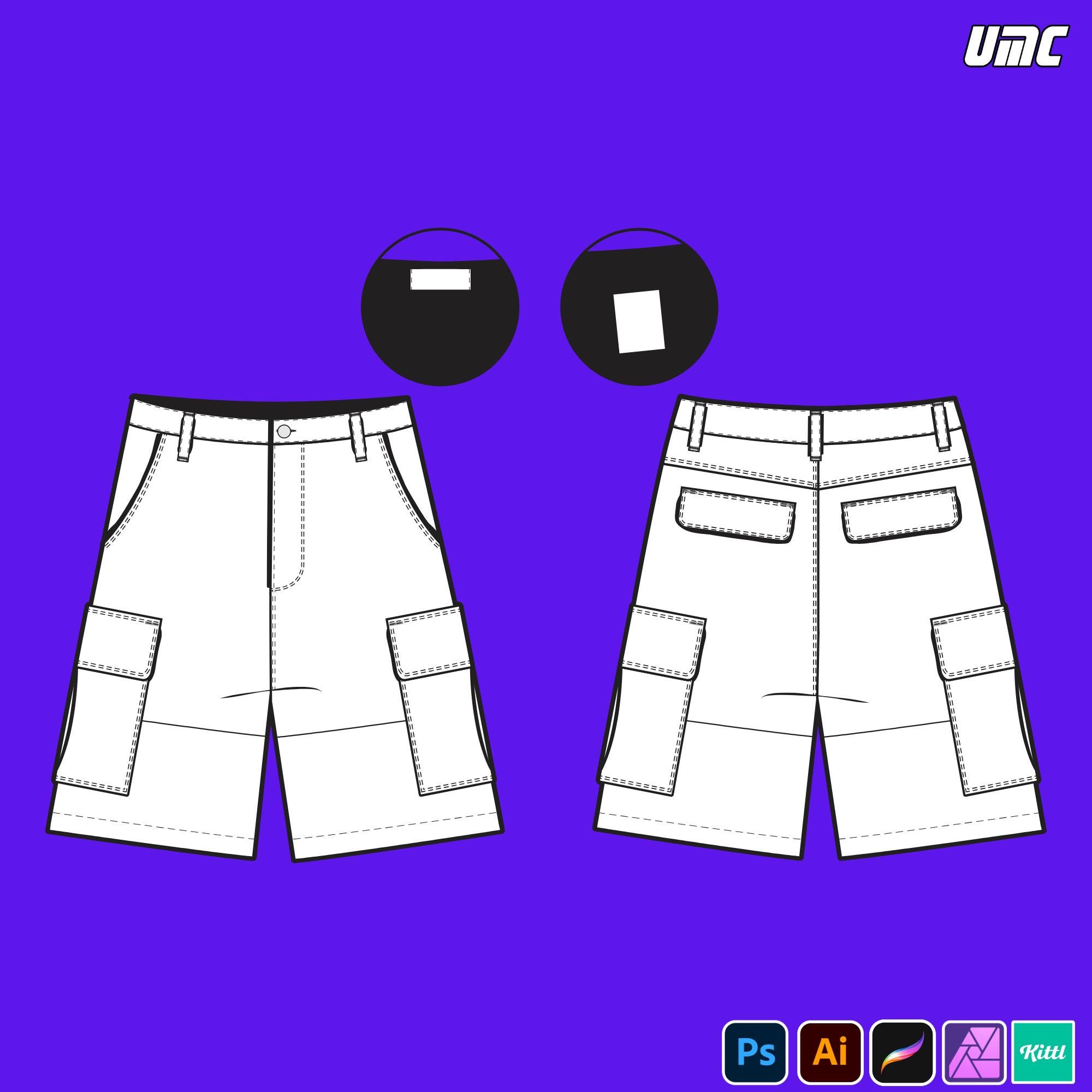 Cargo Shorts Mockup – JPG PNG PDF | Streetwear Utility Design Template ...