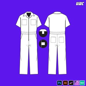 Short Sleeve Coveralls Mockup – JPG PNG PDF | Streetwear Workwear ...