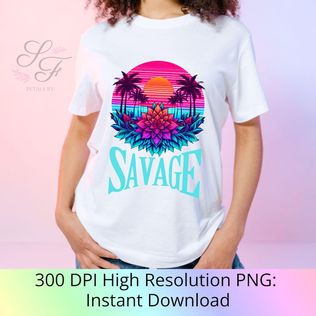 Retro 80s Floral Mandala Sunset PNG: T-shirt Design (digital Download ...