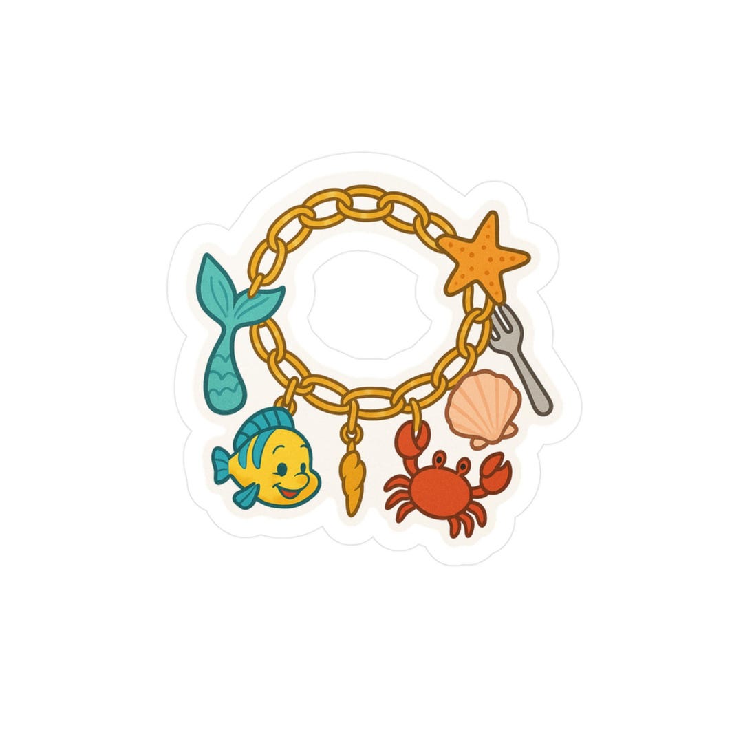 Little Mermaid Charm Bracelet Vinyl Decal, Disney Ariel Flounder ...