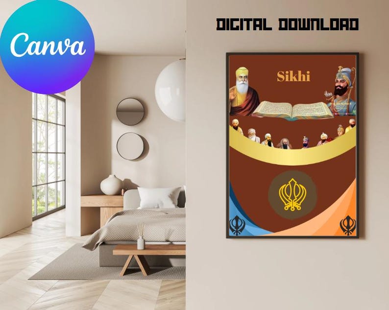 Sikh Gurus Poster | 11 Gurus of Sikhism Wall Art | Spiritual Sikh Print ...