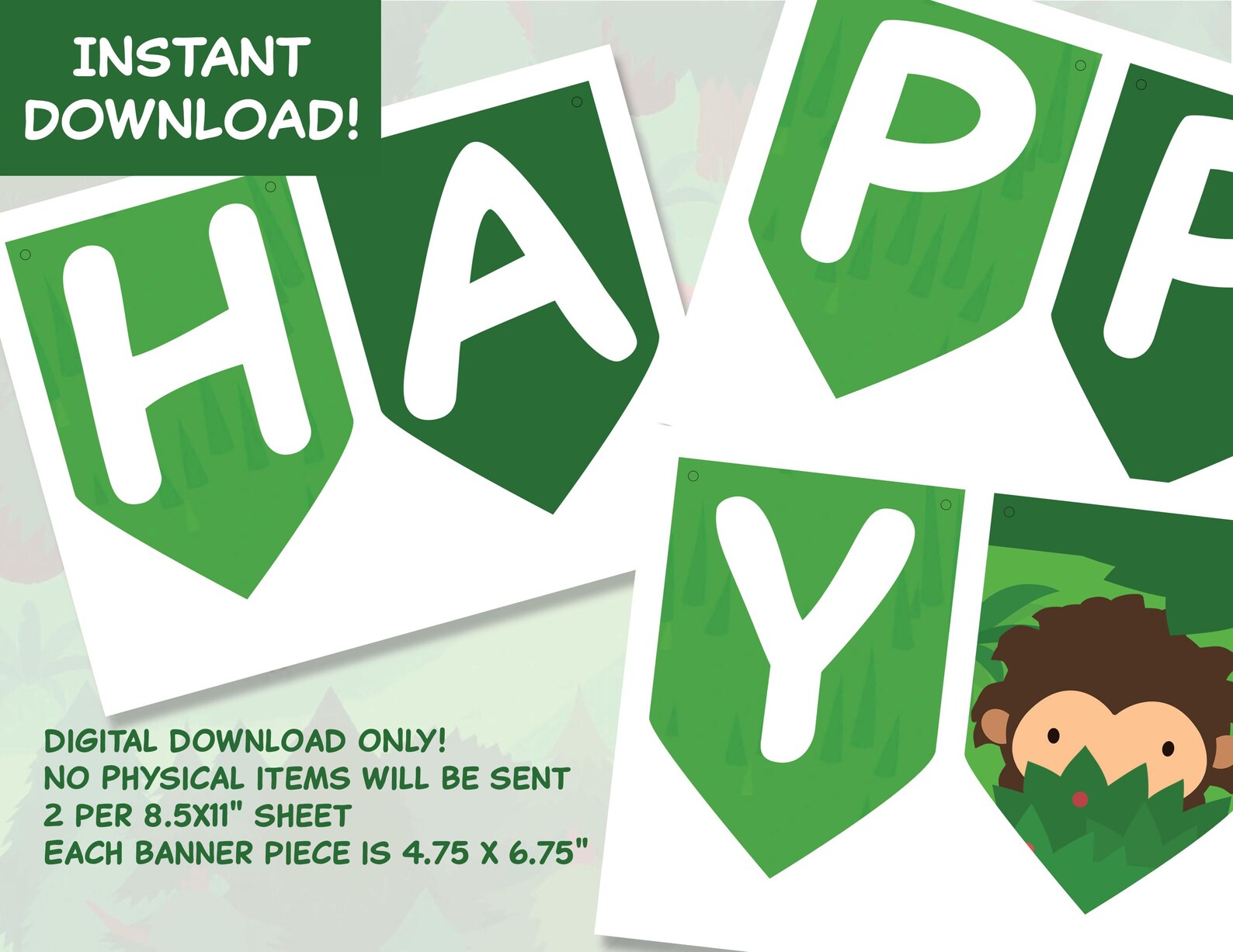 SNEAKY SASQUATCH Instant Download Happy Birthday Banner - Etsy